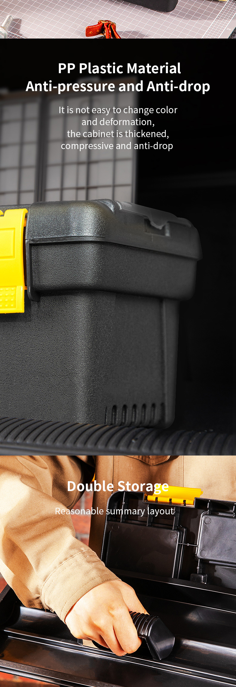 Deli Plastic Tool Box Pp Material Tray Structure Upper Parts Box Two ...