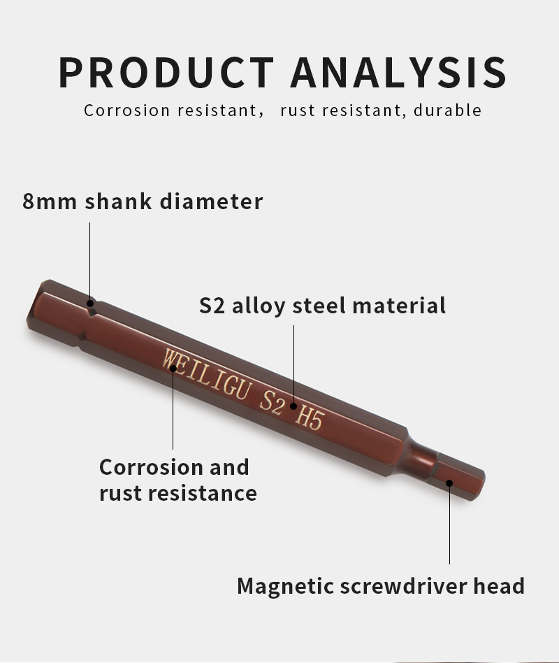 Weiligu High Hardness Diameter 8mm Screwdriver Bit Impact Bit Special ...