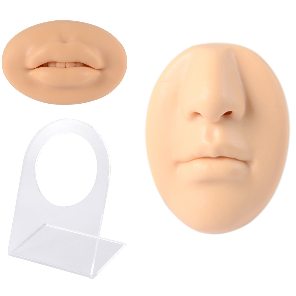 3pcs Set Soft Silicone Flexible Face Model Mouth Model For Piercing ...