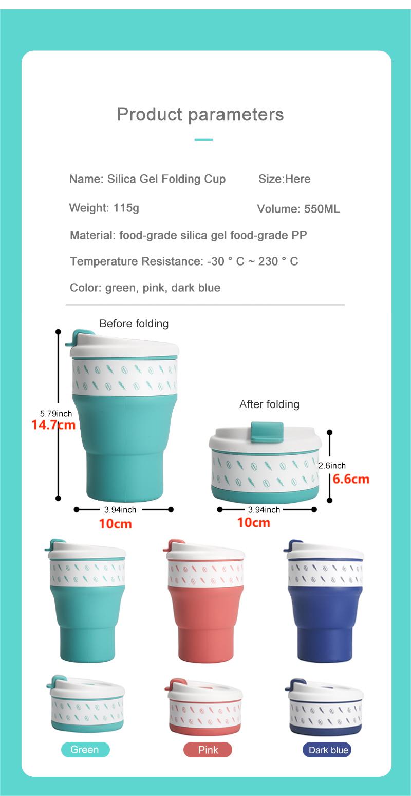 1pc Collapsible Foldable Silicone Water Bottle Coffe Mug For Outdoor ...