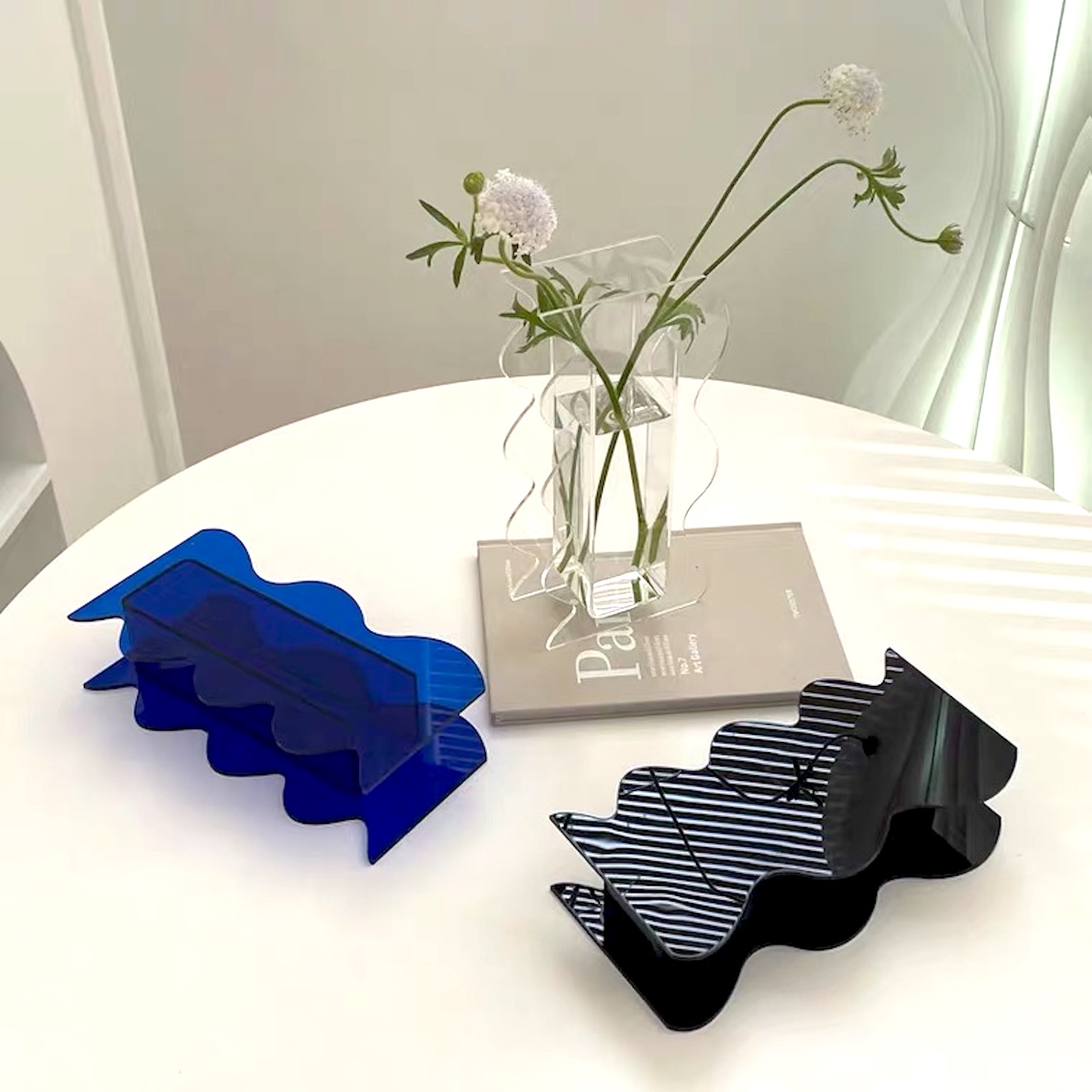 Modern Acrylic Wave Vase Elegant Geometric Vase - Temu