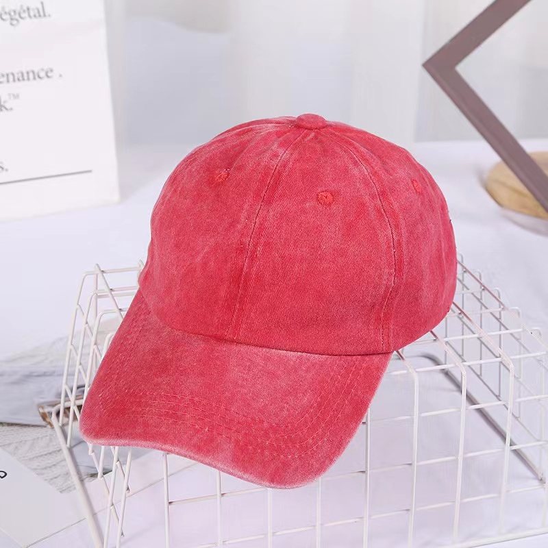 washed retro baseball cap breathable vintage peaked cap solid color curved brim denim sun hat ...