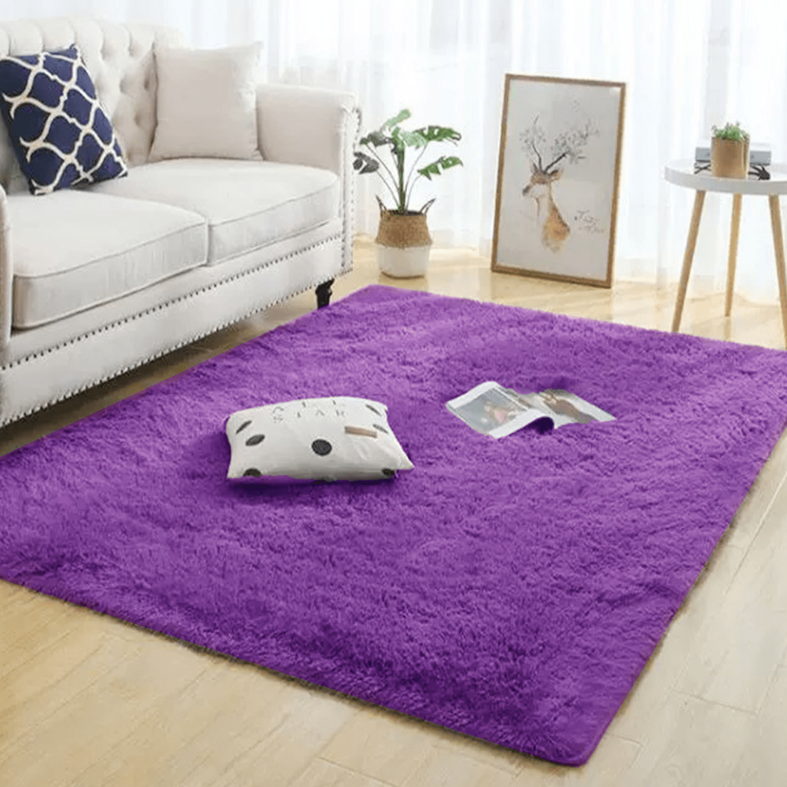 1pc Purple Area Rug Shaggy Rug Plush Floor Rug For Living Room Floor ...