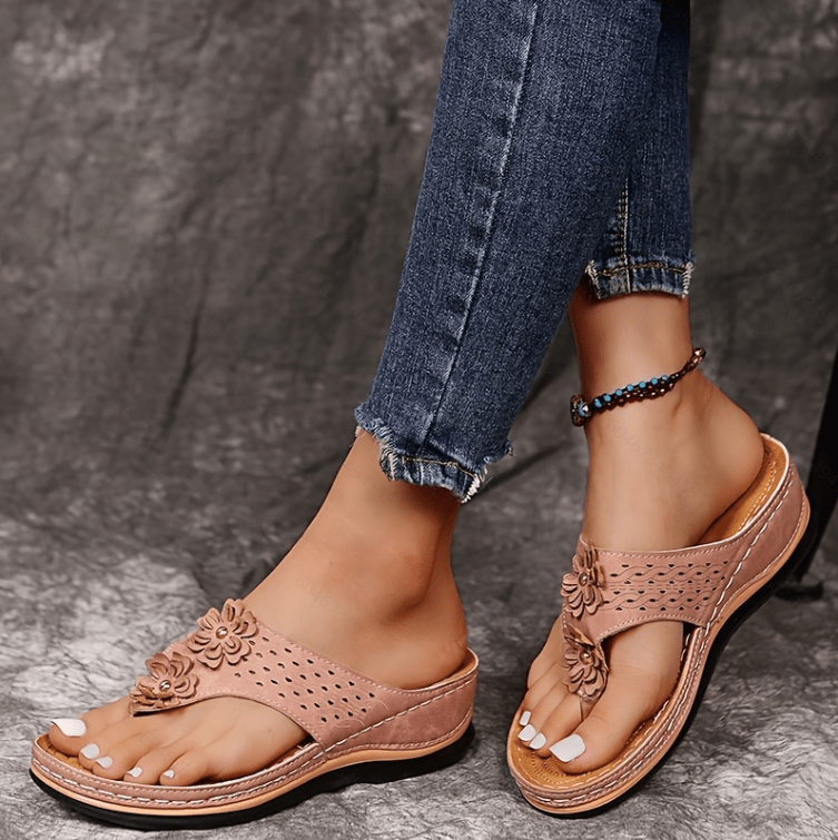 Women's Wedge Heeled Flip Flops Open Toe Round Toe Platform - Temu Japan