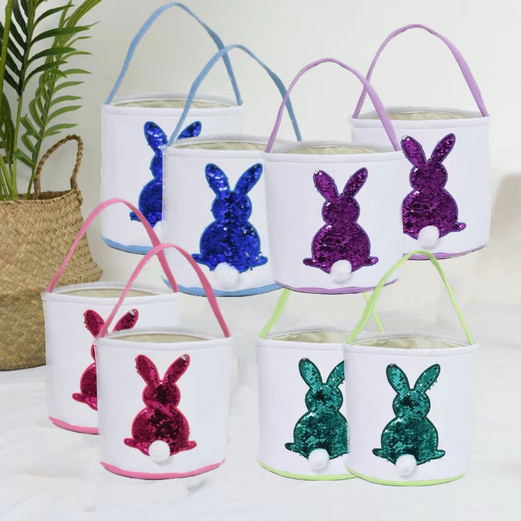 Easter Basket Easter Bunny Bags Plush Rabbit Tail Sequin - Temu United ...