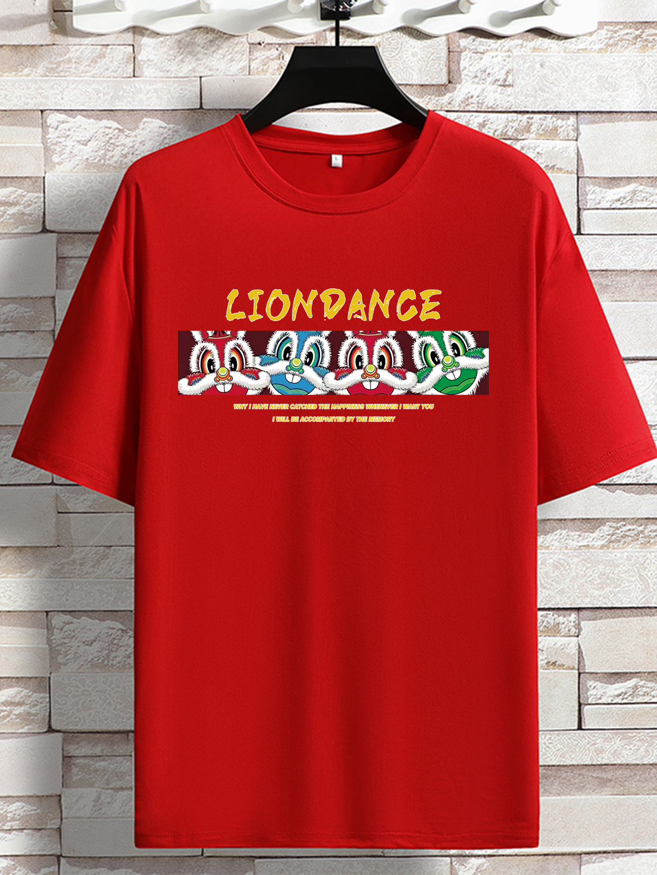 Men's Casual Breathable Lion Dance Print Crew Neck T shirts - Temu ...