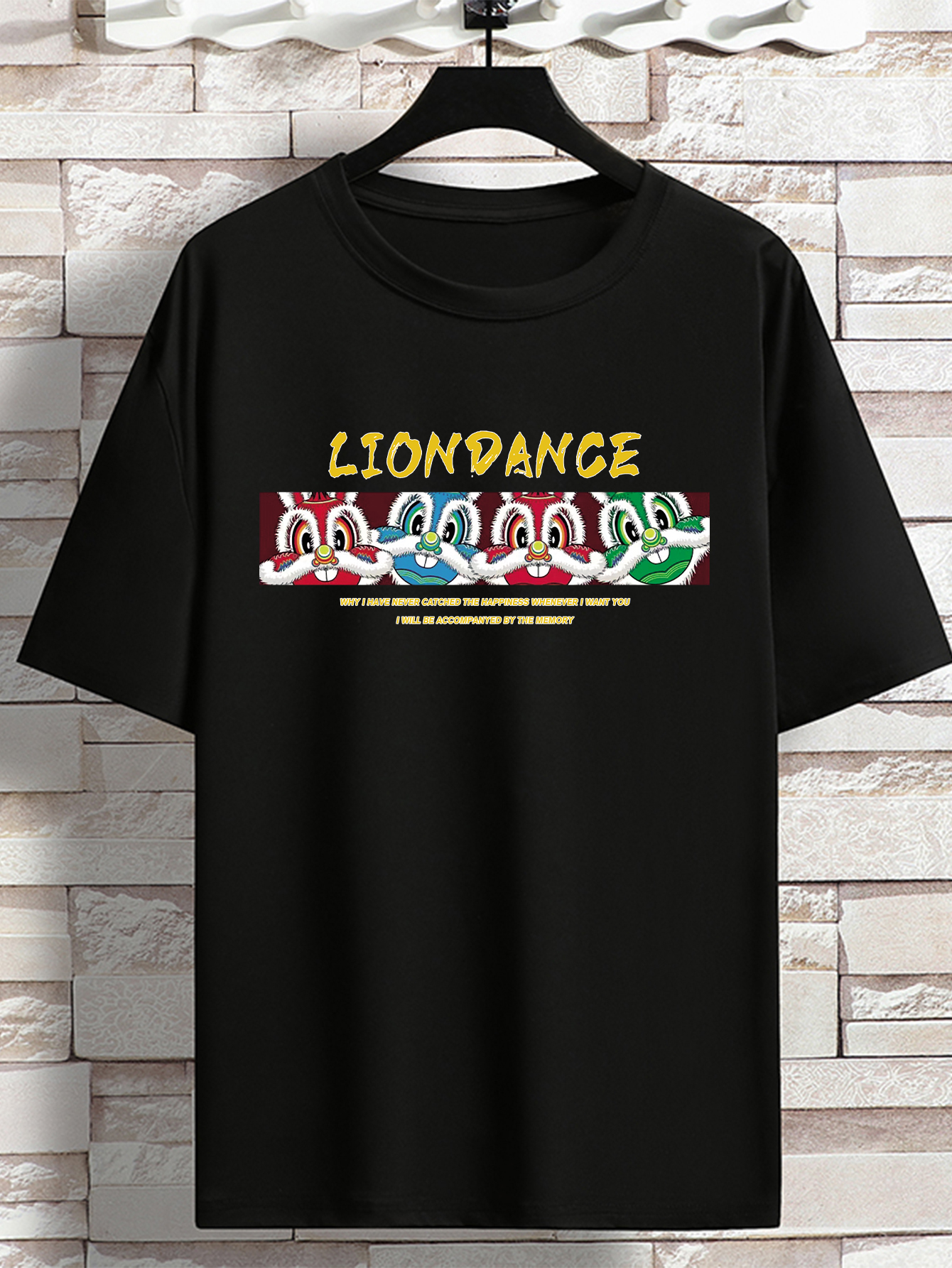 Men's Casual Breathable Lion Dance Print Crew Neck T shirts - Temu United Kingdom