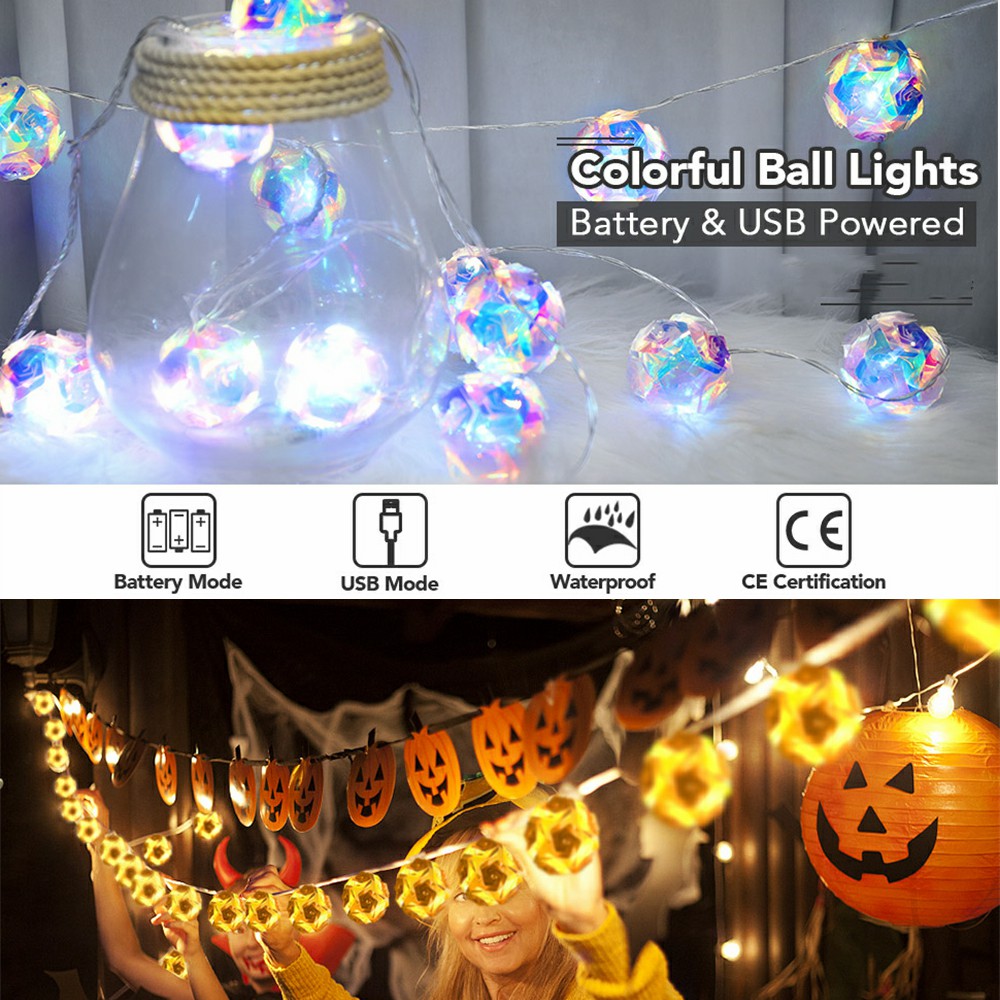 Led Disco Ball String Lights Mirrored Globe Fairy Lights - Temu