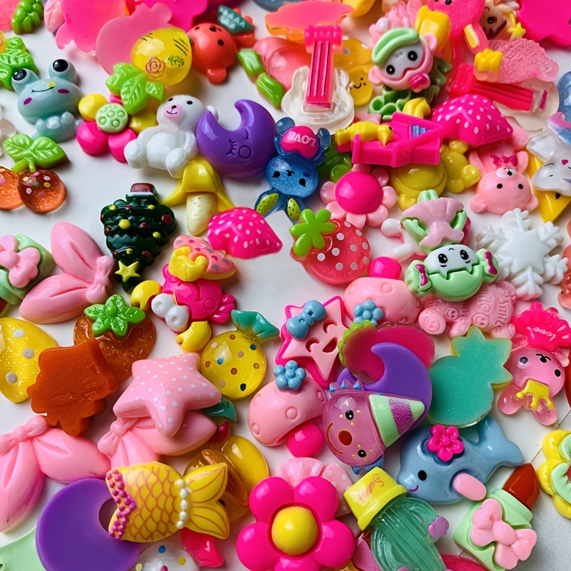 Bag Mixed Style Color Resin Cute Animal Fruit Nail Art Phone - Temu Denmark