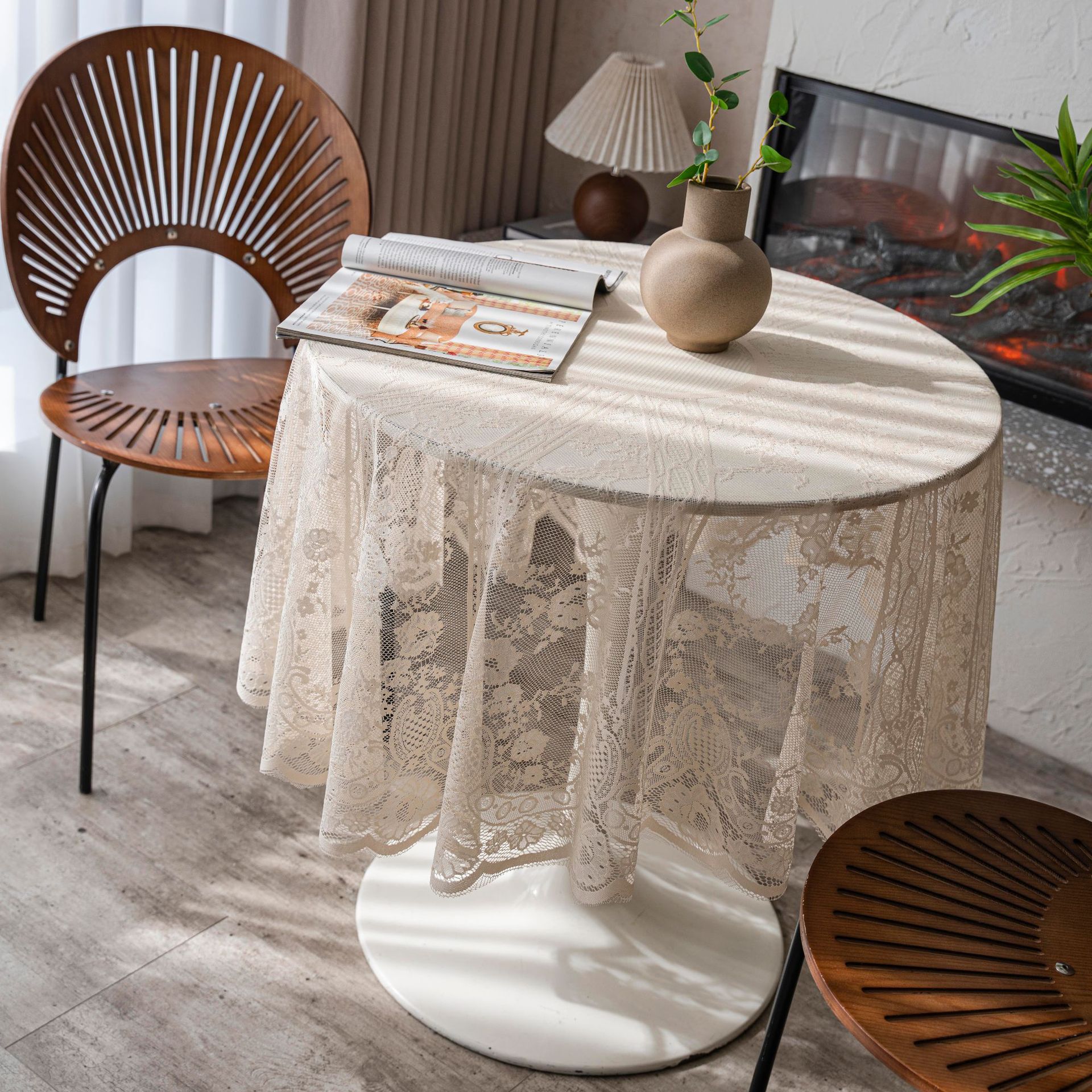 Western Table Cloth Tassels Beige Lace Table Cover - Temu