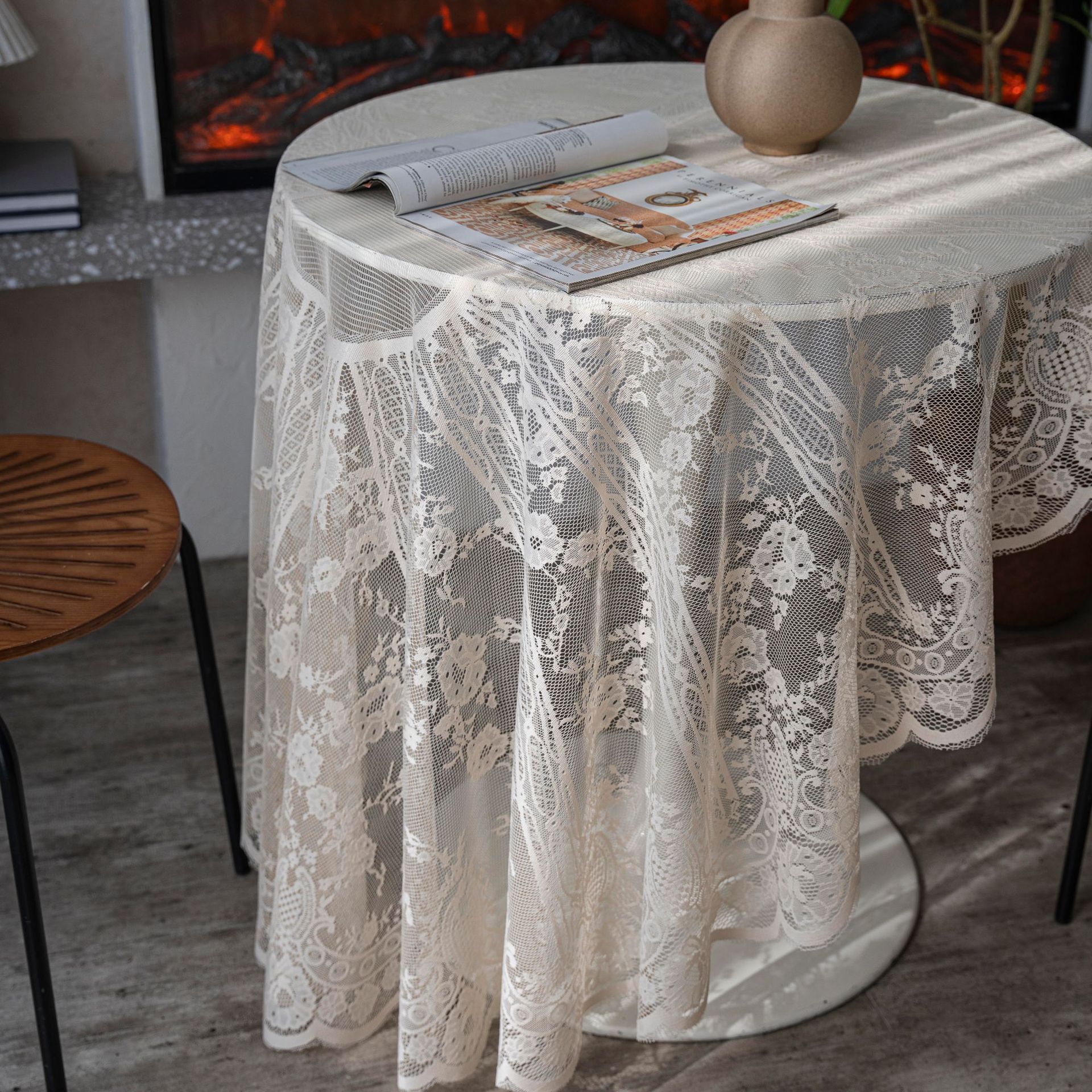Western Table Cloth Tassels Beige Lace Table Cover - Temu