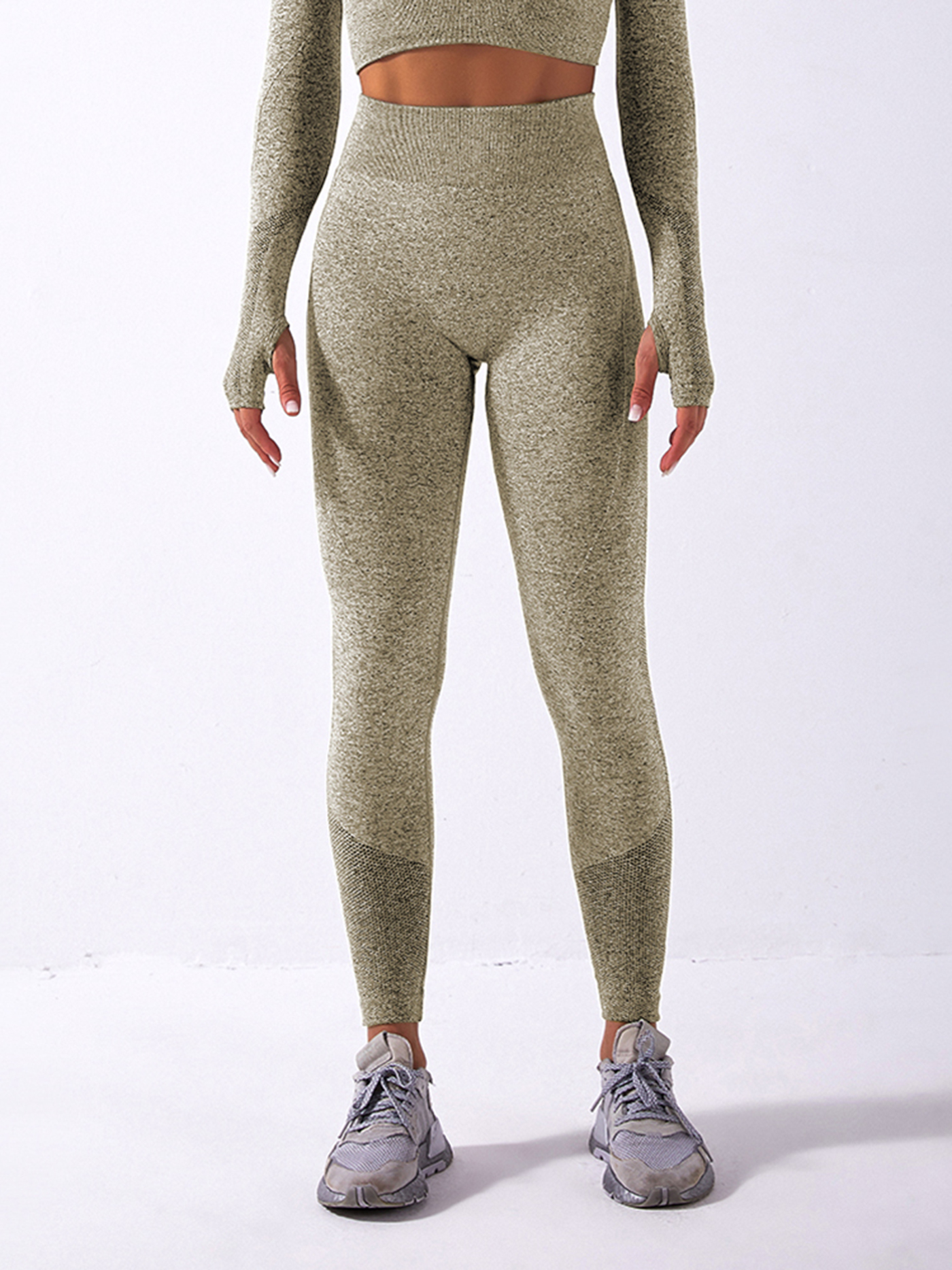 Solid High Waist Yoga Sports Pants Stretchy Seamless Slimming Fitness Workout Gym Leggings ...