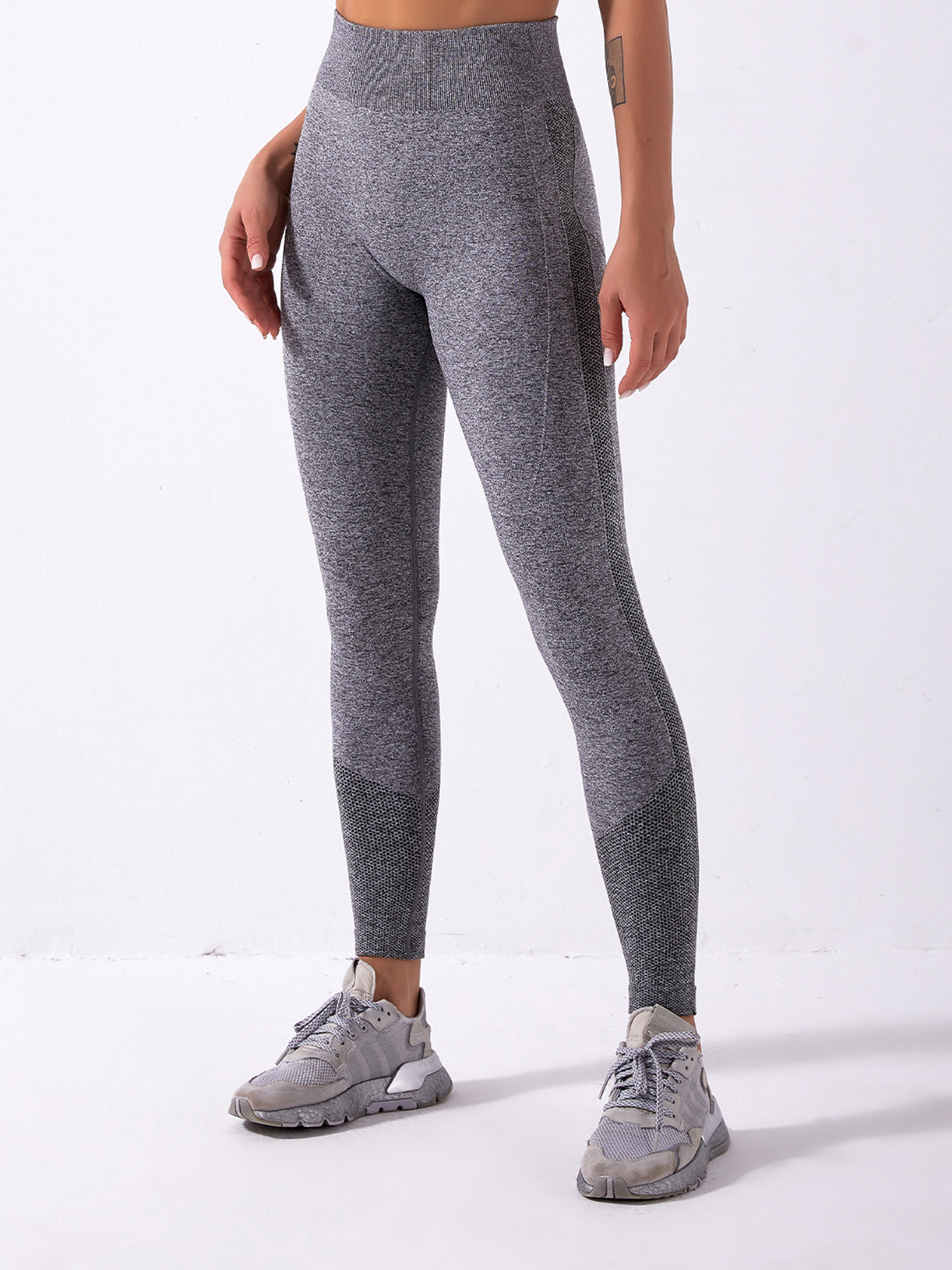 Solid High Waist Yoga Sports Pants Stretchy Seamless Slimming Fitness ...