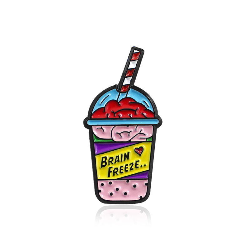 Brain Freeze Brain Intestine Pearl Milk Tea Straw Cup Brooch | Shop Now ...