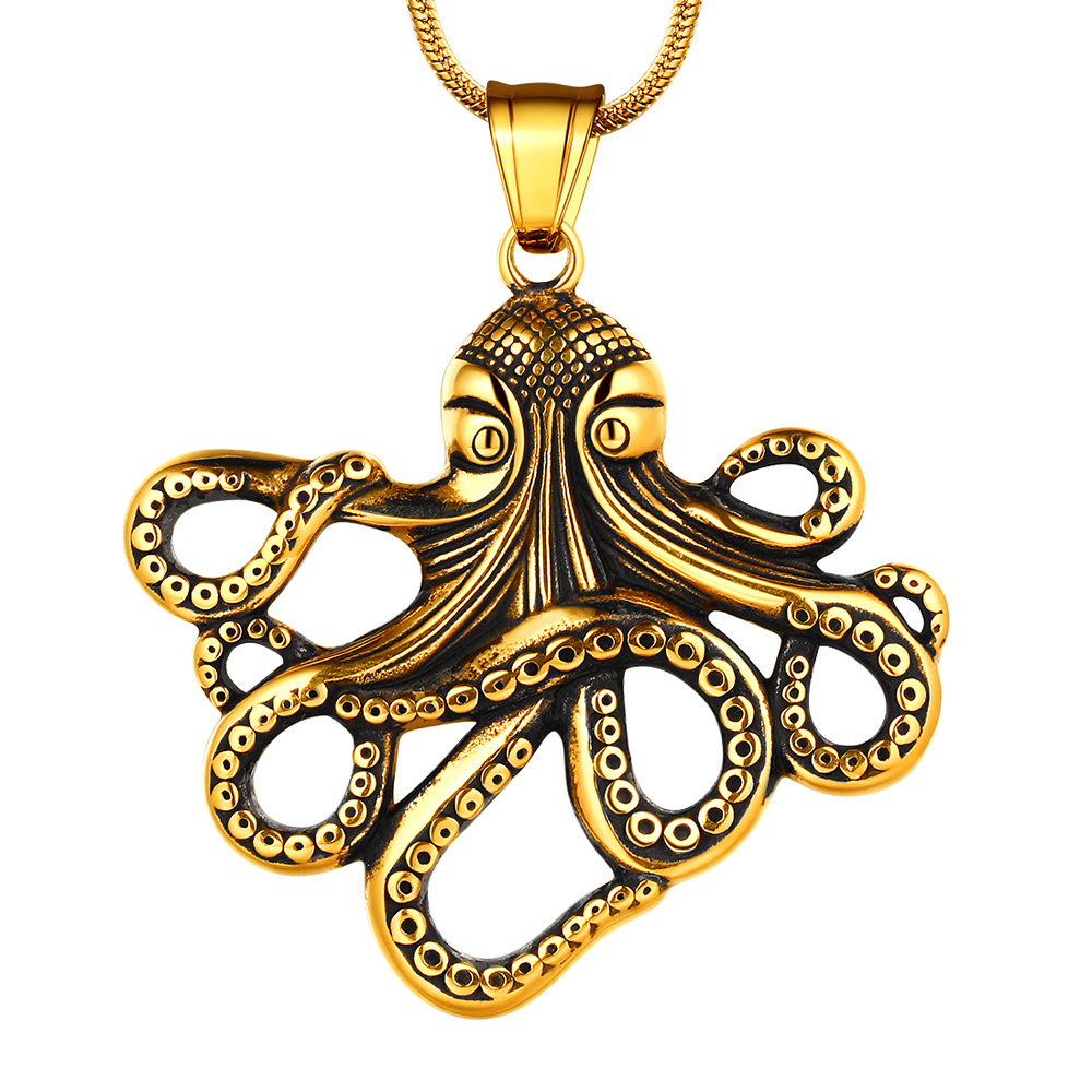 Stainless Steel Men's Women's Vintage Octopus Pendant - Temu New Zealand