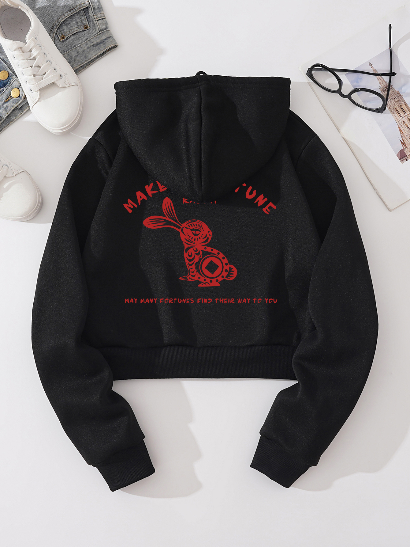 year rabbit paper cut art print full zipper hoodie - {region_name}