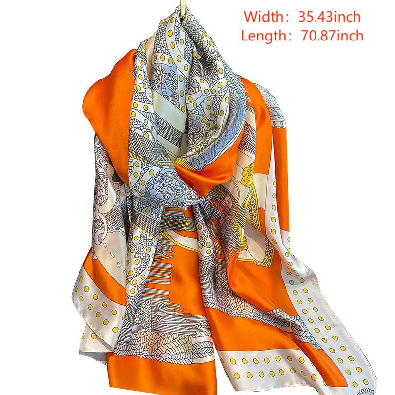 Silk Scarf Print Long Shawl - Temu United Kingdom