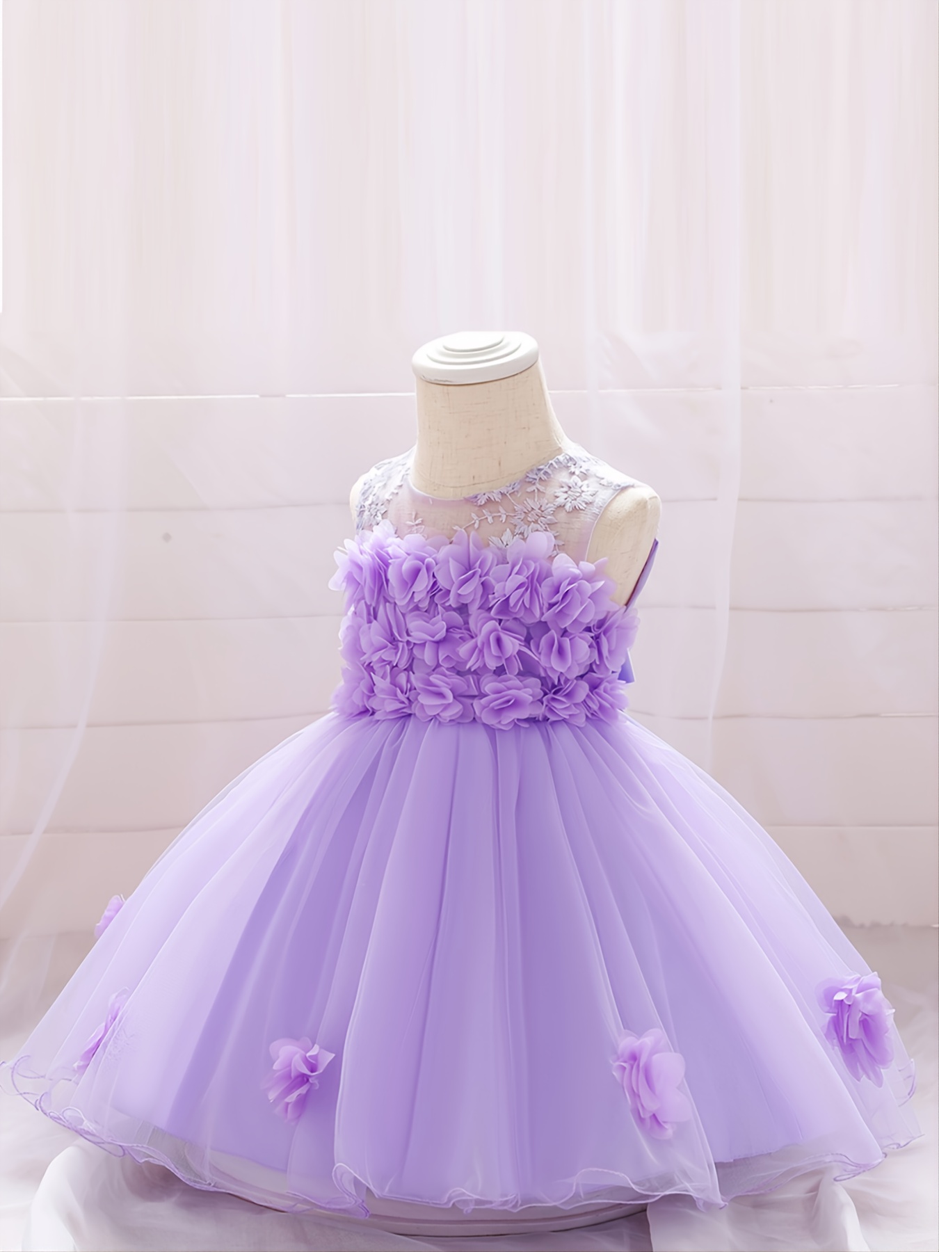 Girls Sleeveless Princess Dress Flowers Tulle Tutu Dress - Temu Australia
