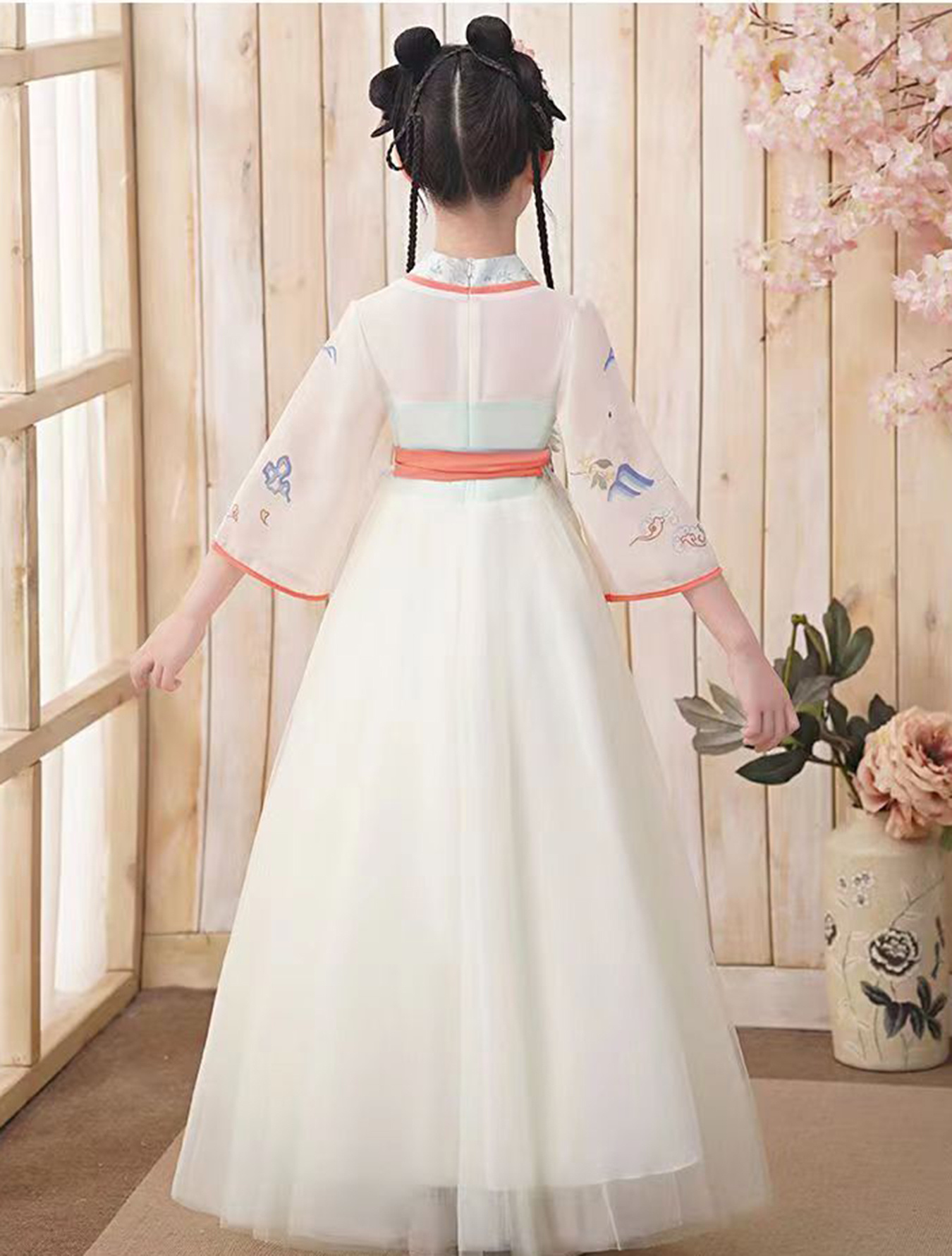 Girls Chinese Style Hanfu Tang Flowers Embroidery - Temu New Zealand