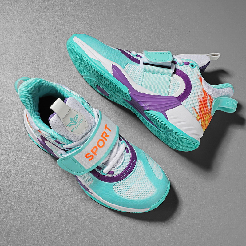 Childrens Basketball Shoes Non Slip Breathable Hook And Loop Fastener ...