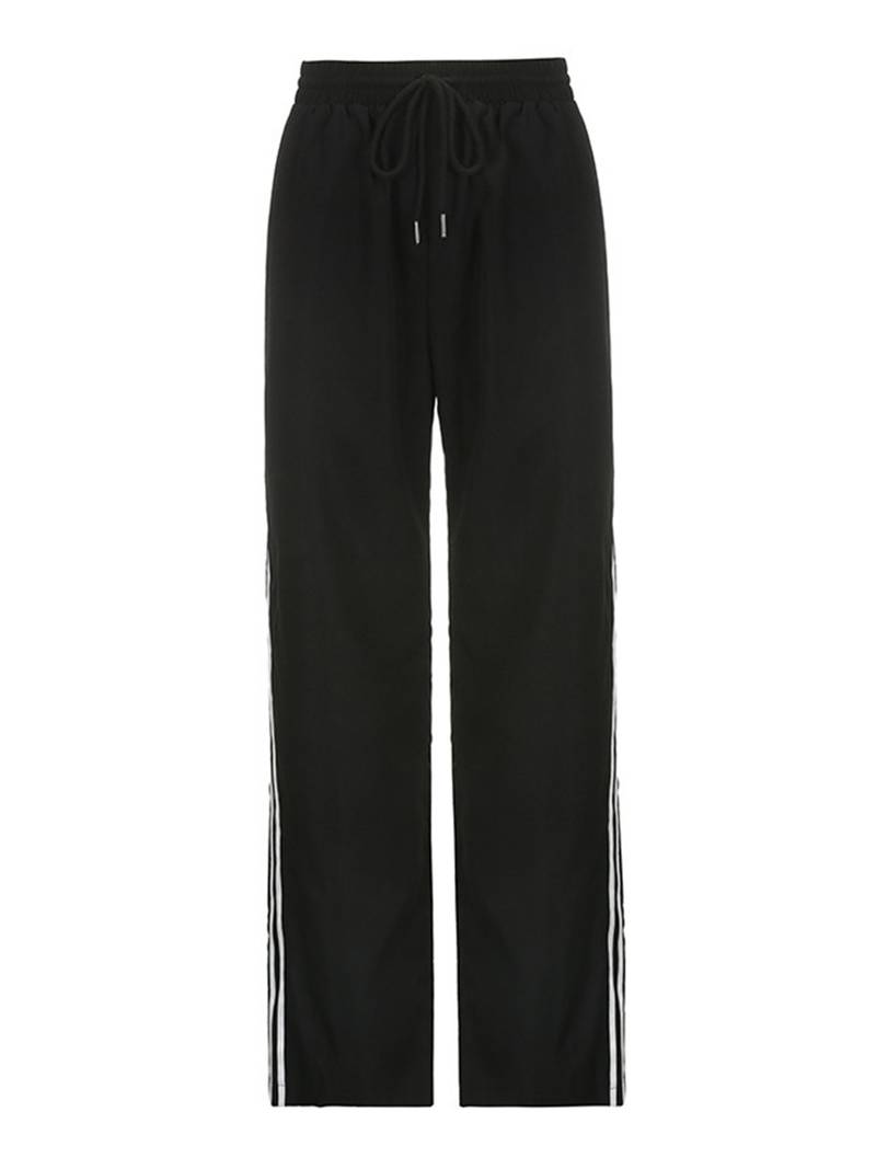 Low Waist Contrast Side Pants Y2k Elastic Drawstring Wide Temu Low Waist Contrast Side Pants Y2k Elastic Drawstring Wide Temu