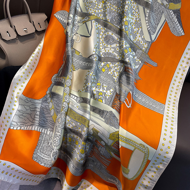 Silk Scarf Print Long Shawl - Temu United Kingdom