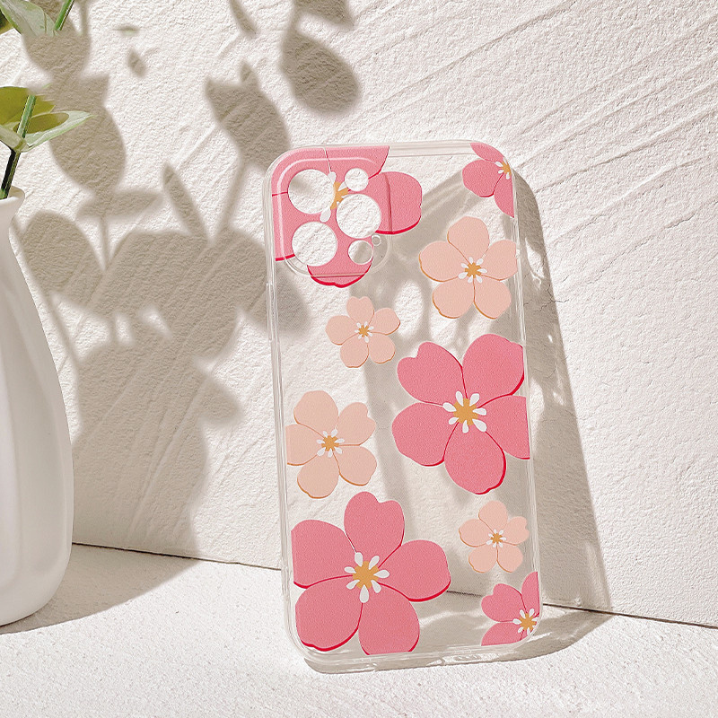 Flower Printed Transparent Phone Case - Temu Philippines
