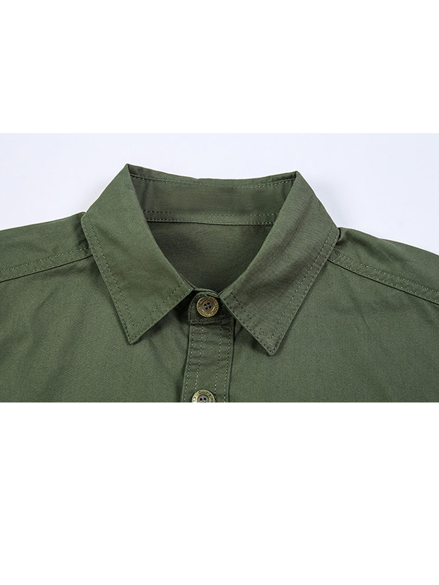 casual cotton army green multi pocket short sleeve shirt - Temu Australia