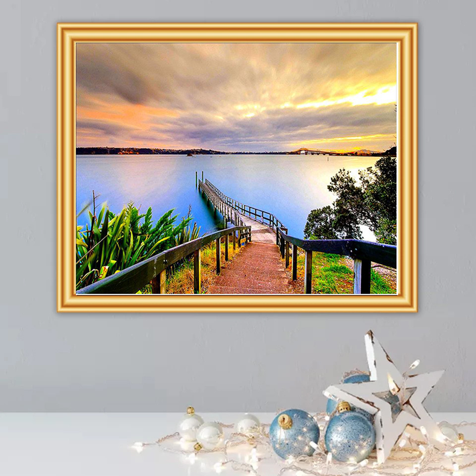 Forest Seaside Sunset 5d Diy Diamond Painting Landscape - Temu United ...