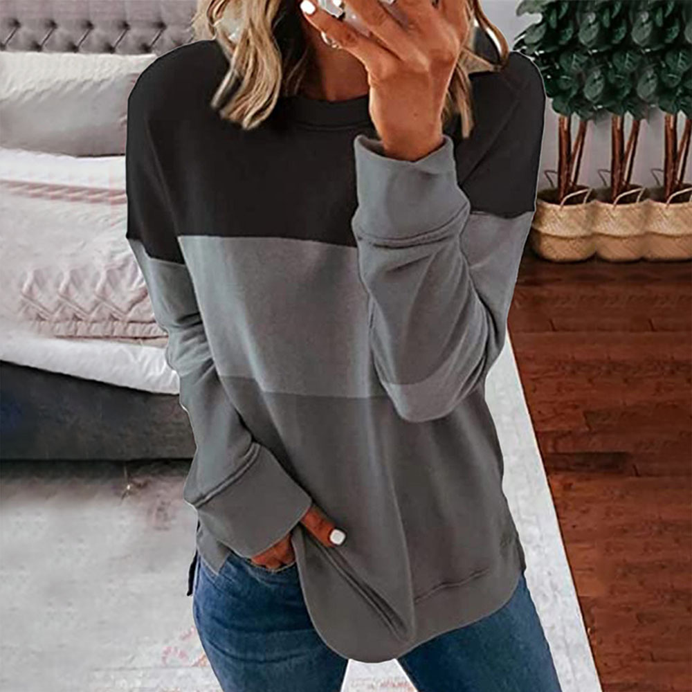 Contrast Colorblock Crew Neck Pullover Casual Fashion Loose - Temu ...