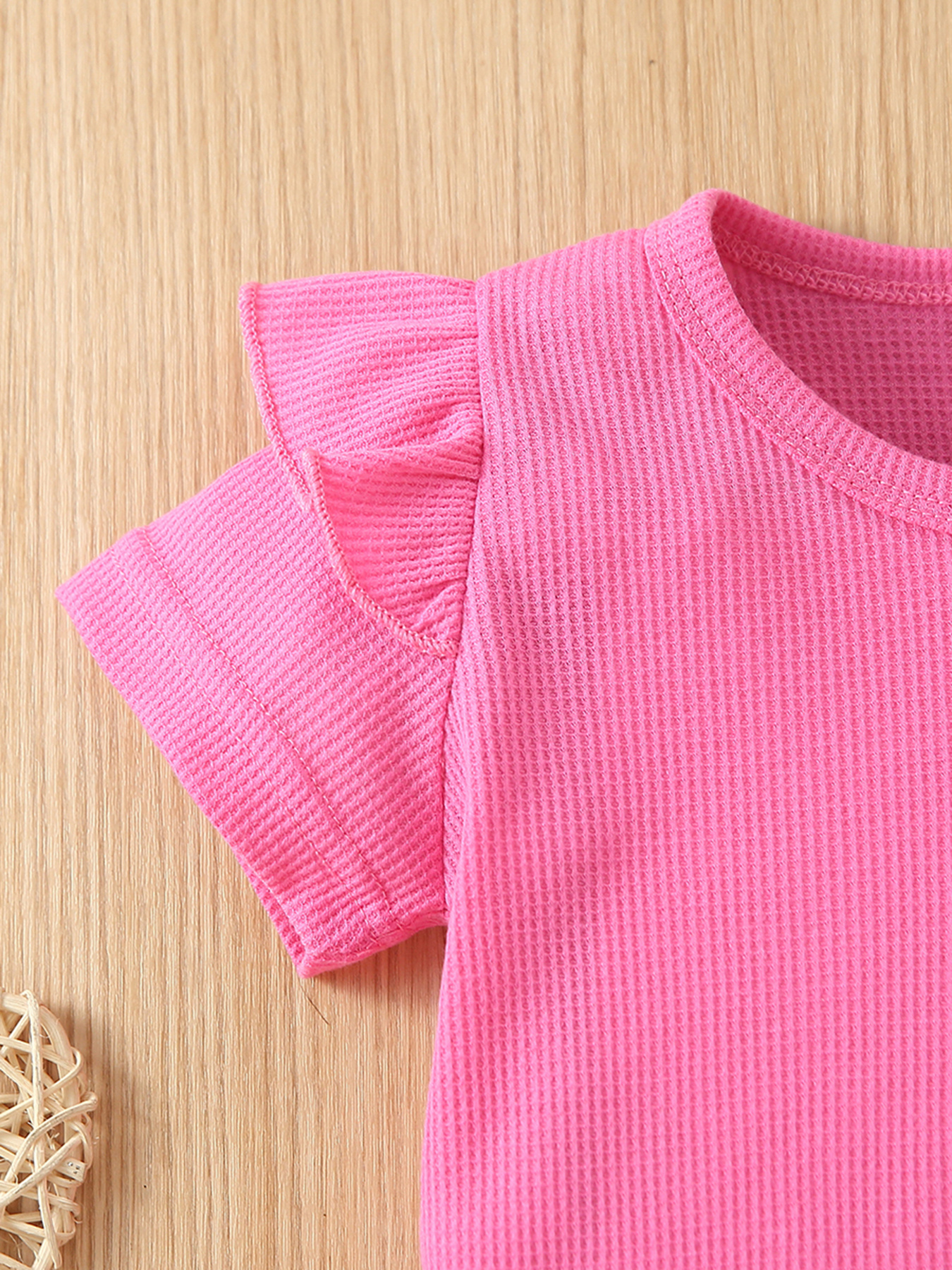 Girls Round Neck T shirt Waffle Short Sleeve Ruffles Tees - Temu Ireland