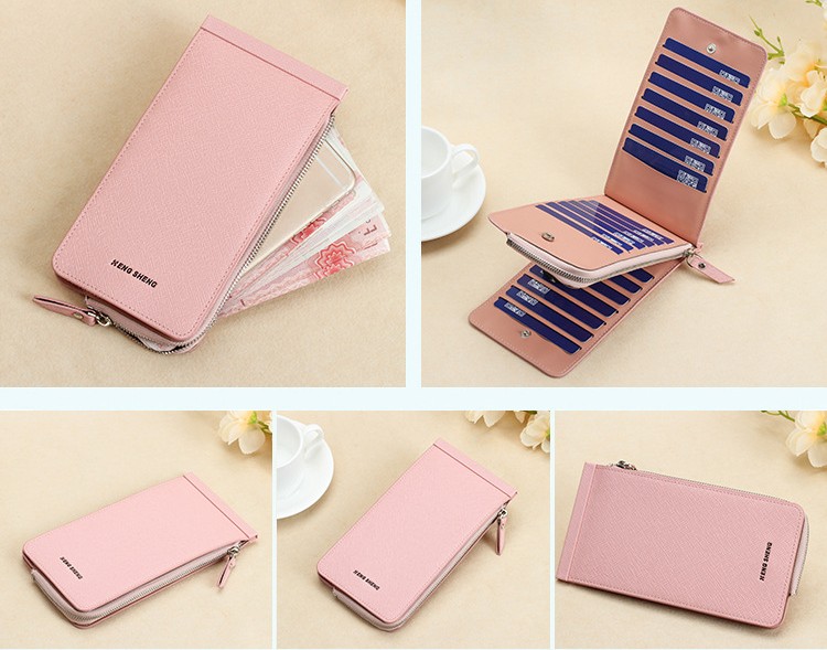 Solid Color Credit Card Holder Long Wallet Casual - Temu Canada