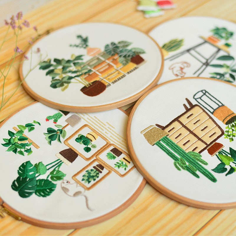 初心者向け刺繍キット1セット 手作りdiyクロスステッチキット 刺繍フープ かわいい植物の刺繍パターンと糸 刺繍初心者が Temu Japan