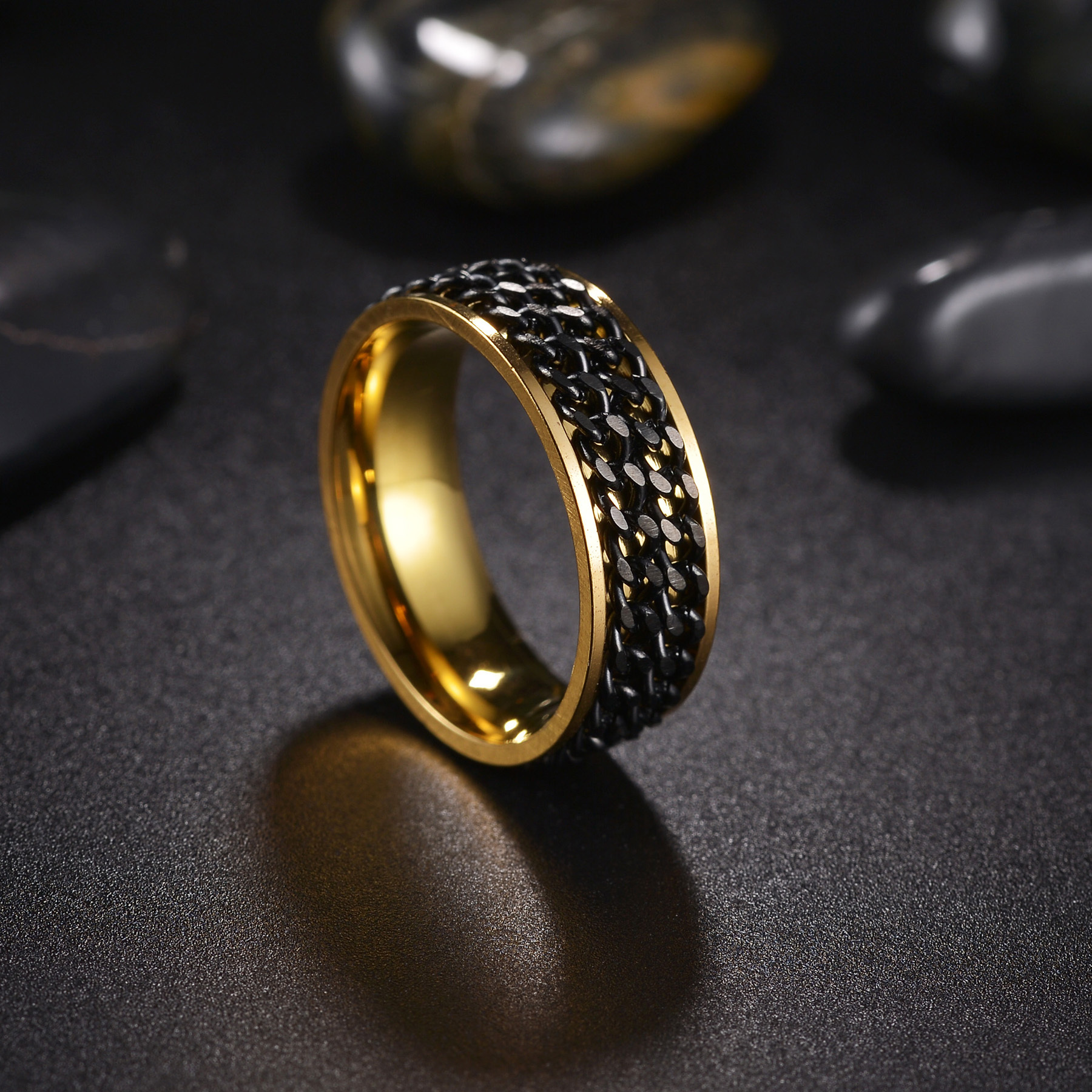 Stainless Steel Fidget Ring Men Double Link Fidget Rings - Temu United ...