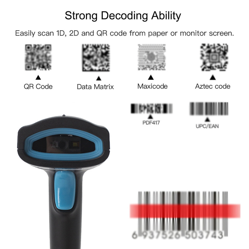 Scanner Usb Wired 1d 2d Cmos Barcode Scanner Handheld Bar Code Reader For Pos System Inventory