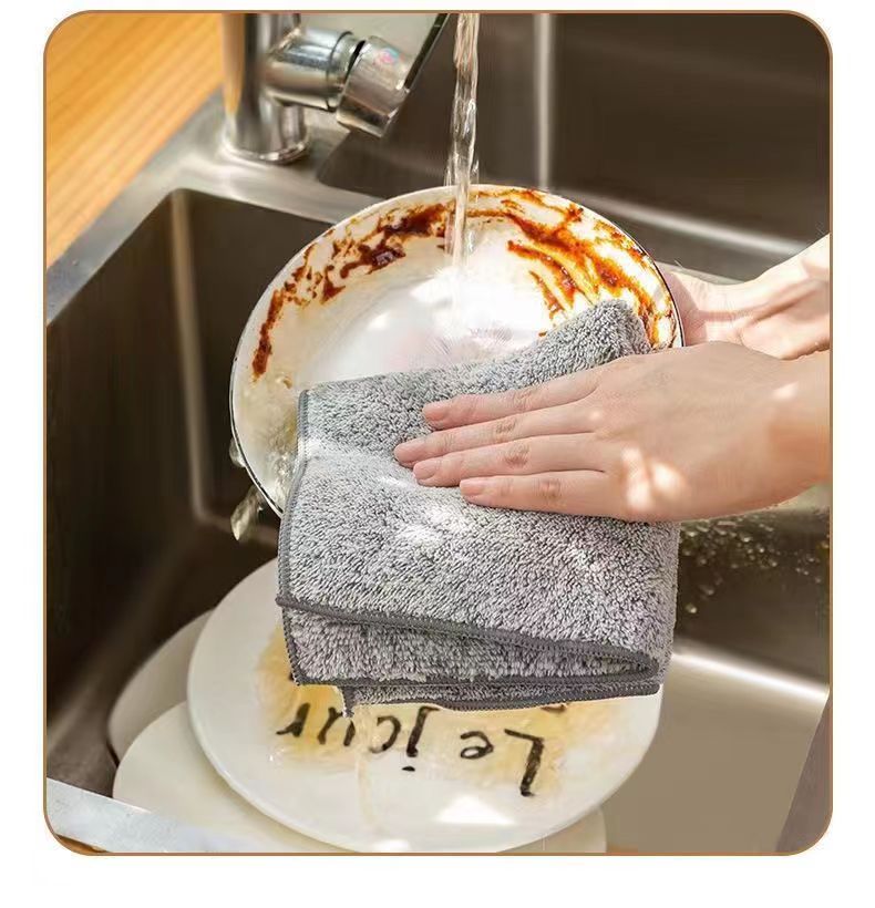 Thickened Bamboo Charcoal Fiber Rag Absorbent Dish Cloth Non - Temu Canada