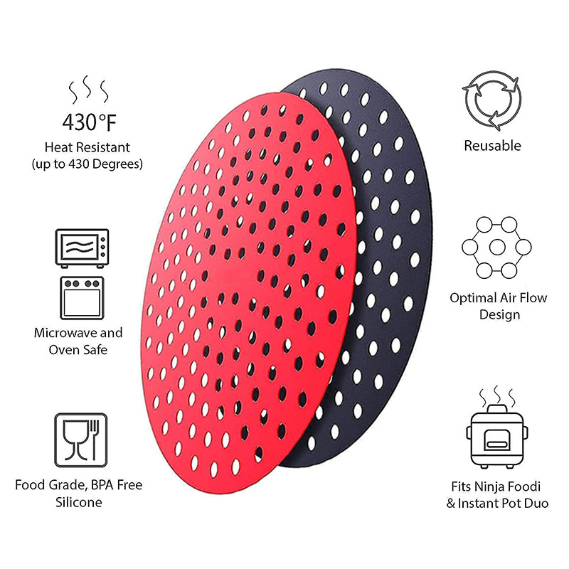 1pc Reusable Silicone Air Fryer Liner Mat Non-stick Steamer Mat Baking ...