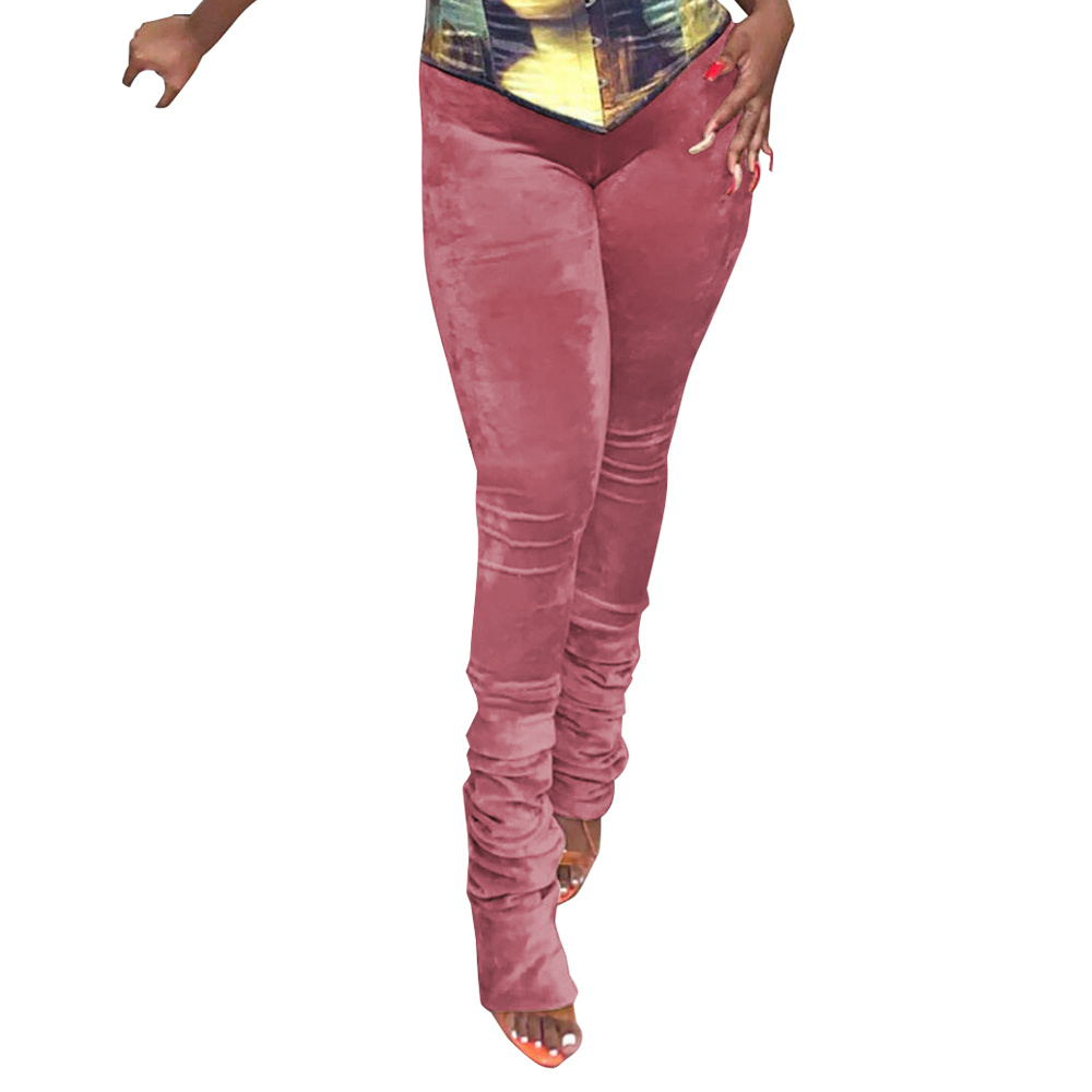 Velvet Skinny Ruched Pants Casual Comfortable Pants Season - Temu