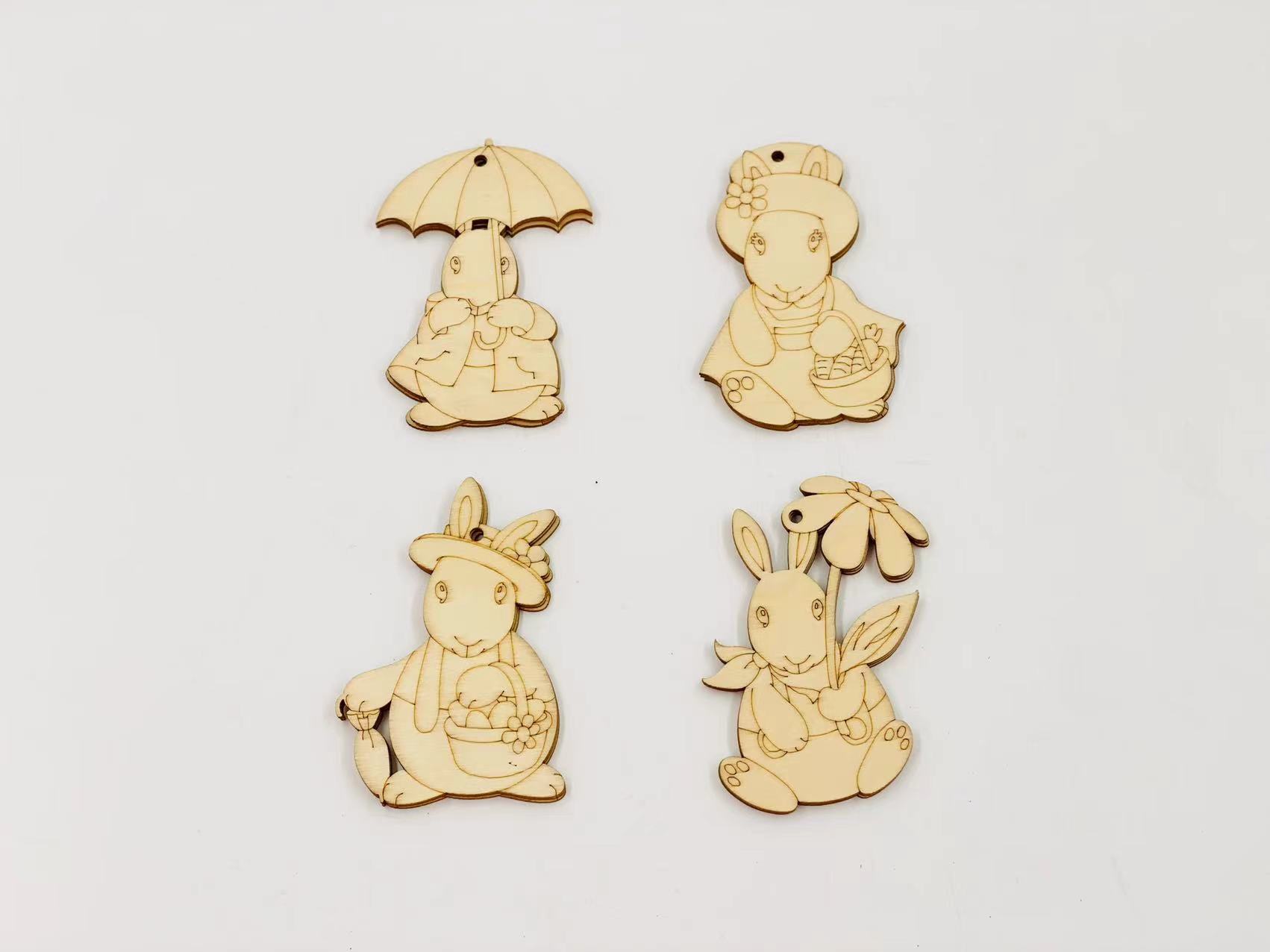 Easter Rabbit Wooden Crafts Pendant Wooden - Temu New Zealand