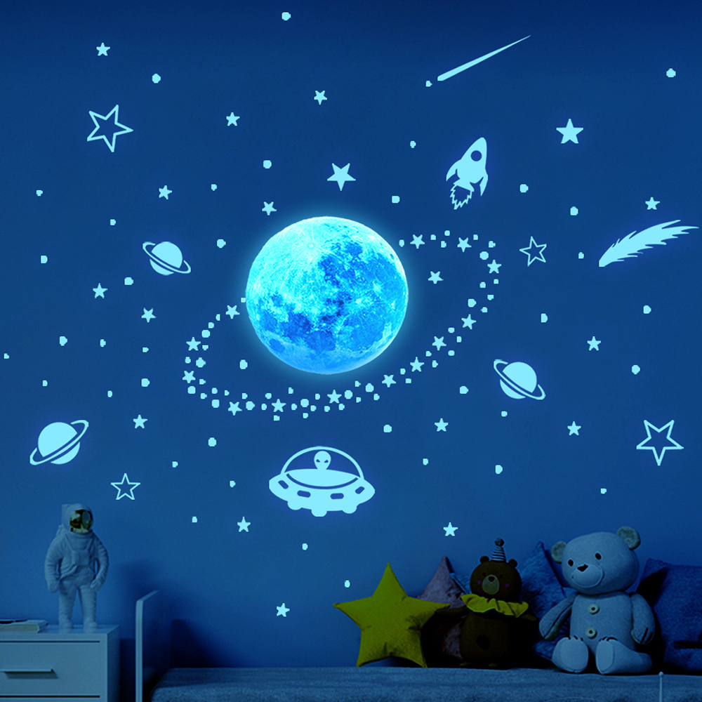 Glow in dark Outer Space Wall Decals Self adhesive - Temu United