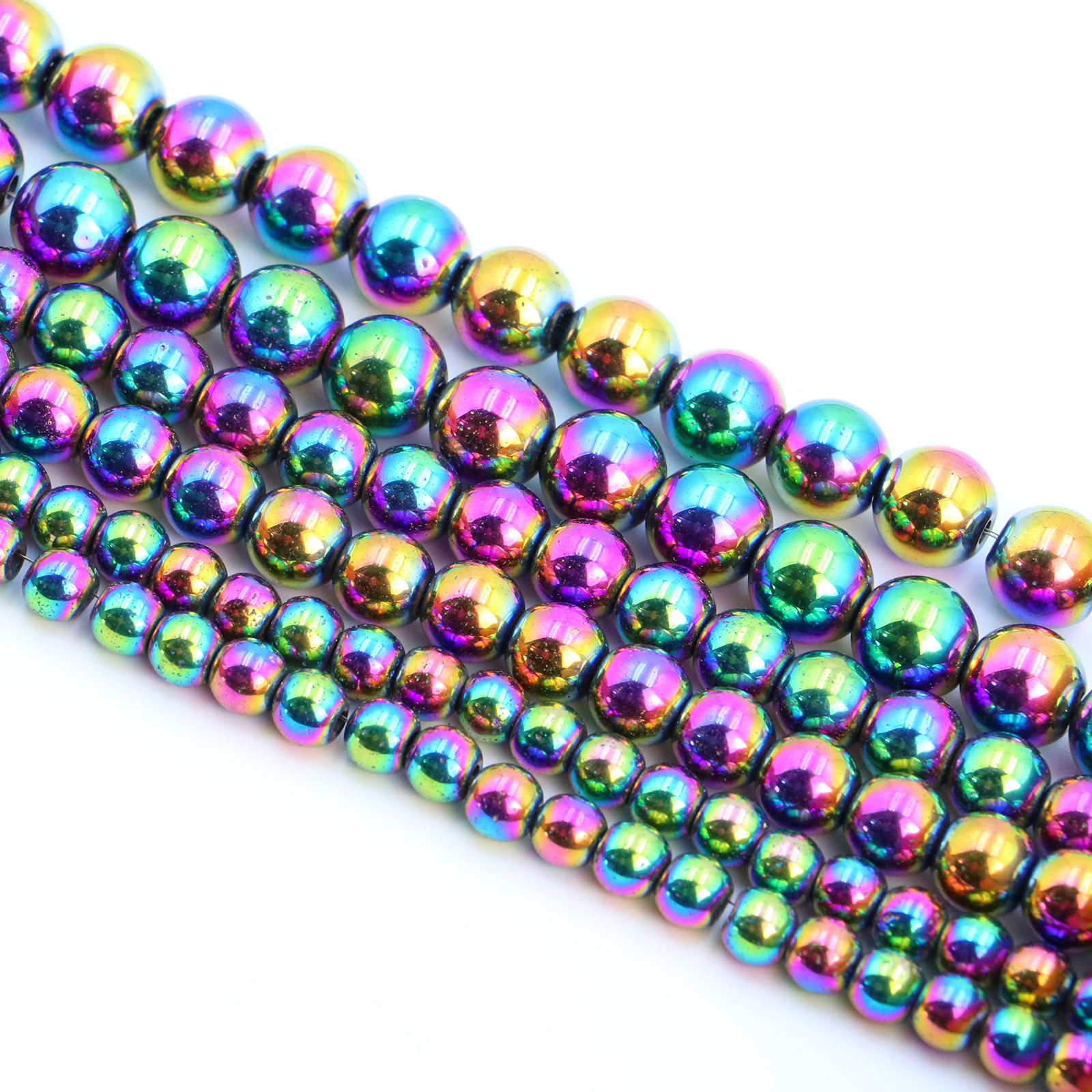 Rainbow Terahertz Scattered Round Beads Gemstones Suitable - Temu