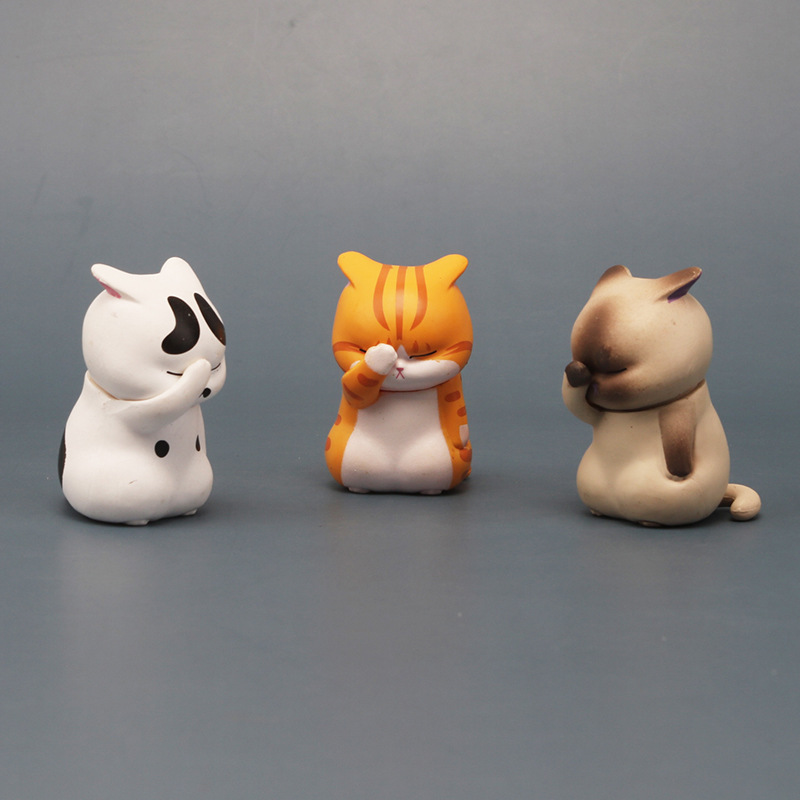 Cute Facepalm Cat Figurine Desk Table Decoration Kitten - Temu