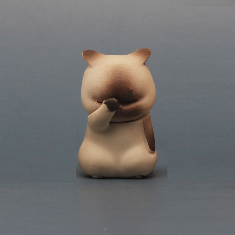 Cute Facepalm Cat Figurine Desk Table Decoration Kitten - Temu