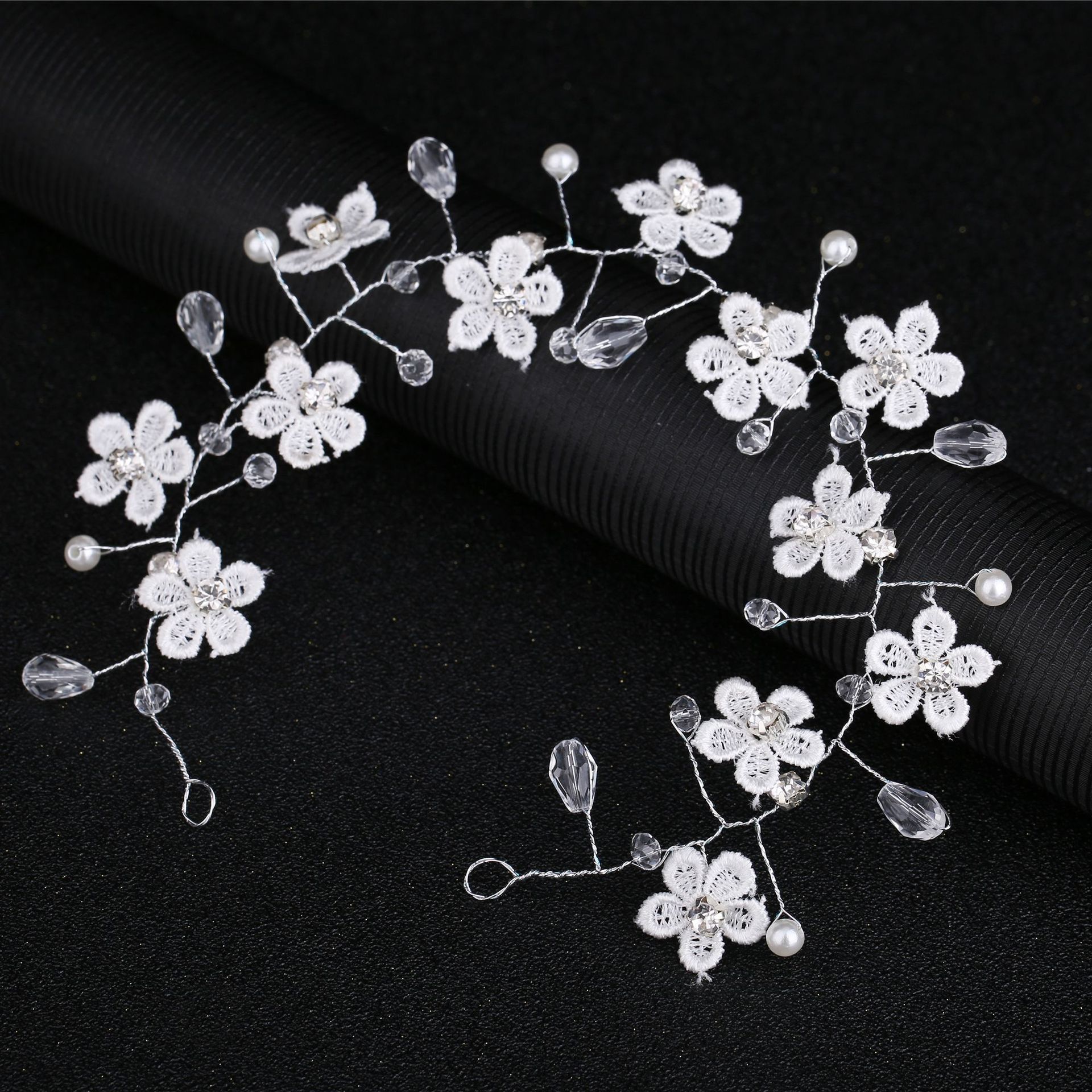 handmade lace flower pearl hairband headband party - Temu Australia