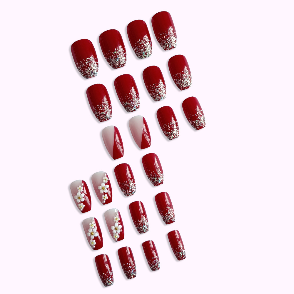 Valentines Red Press Nails Coffin Shape Nail Tips Kit - Temu United Kingdom