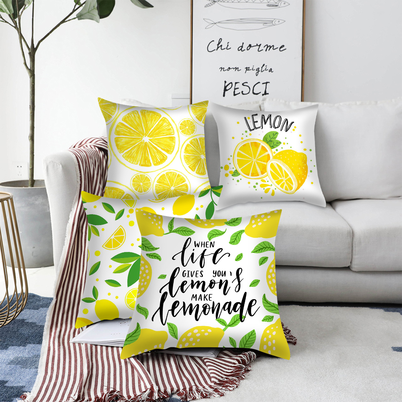 Cover Lemon Landscape Soft Short Plush Pillow - Temu Norway