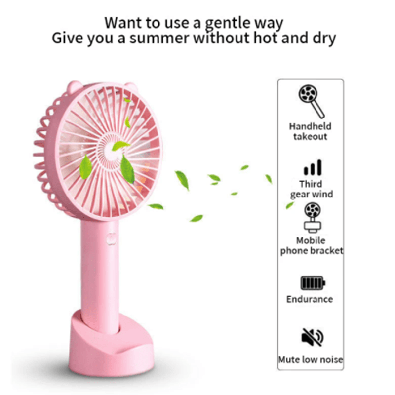 Plain Handheld Electric Fan Data Line Color Block Cute - Temu