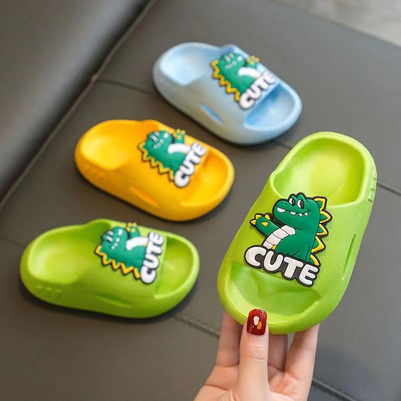 Boys Girls Cartoon Dinosaur Slides Casual Lightweight Non Slip Slippers For Bathroom Shower Open ...