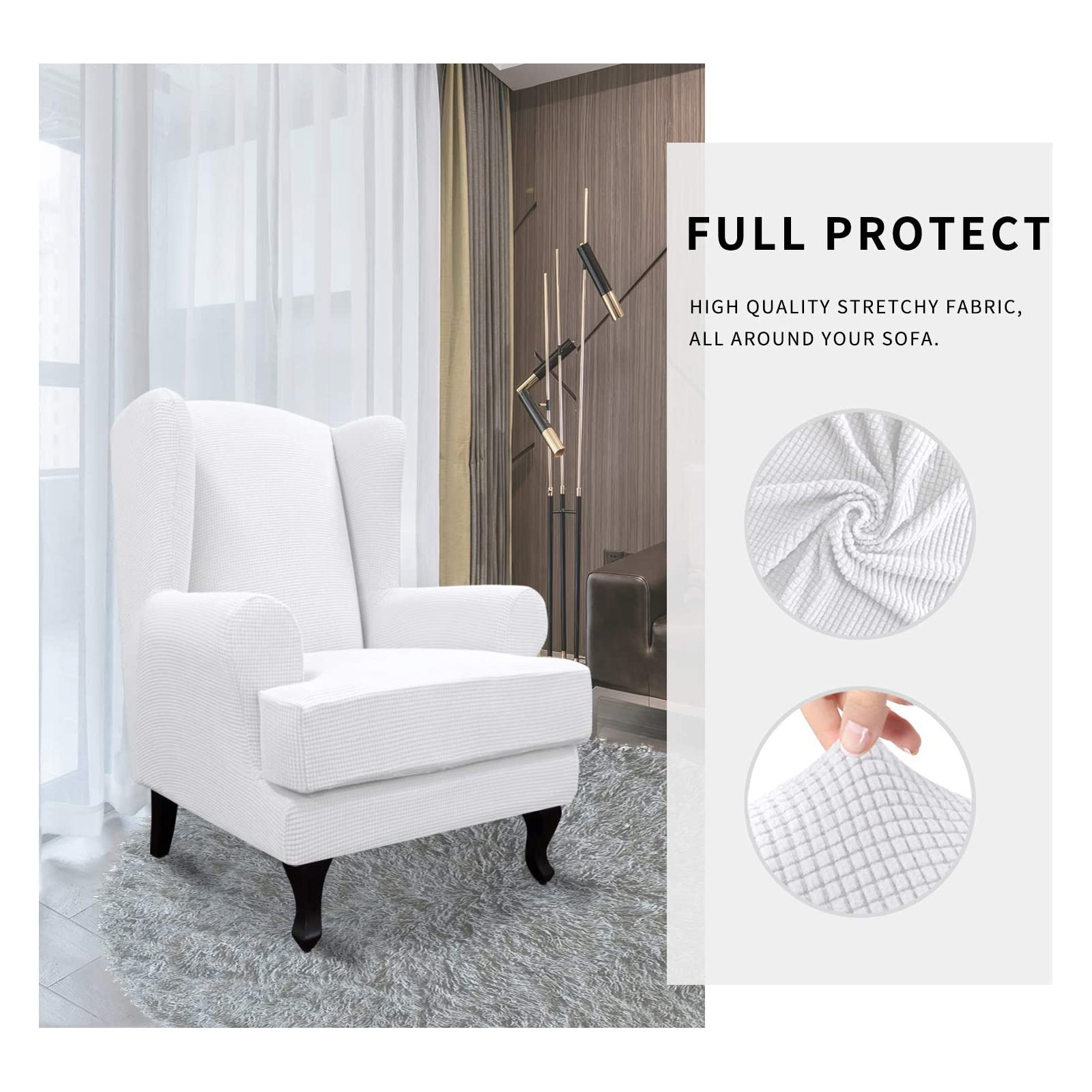 Stretch Wingback Chair Sofa Slipcovers Sofa Cover Furniture - Temu Portugal