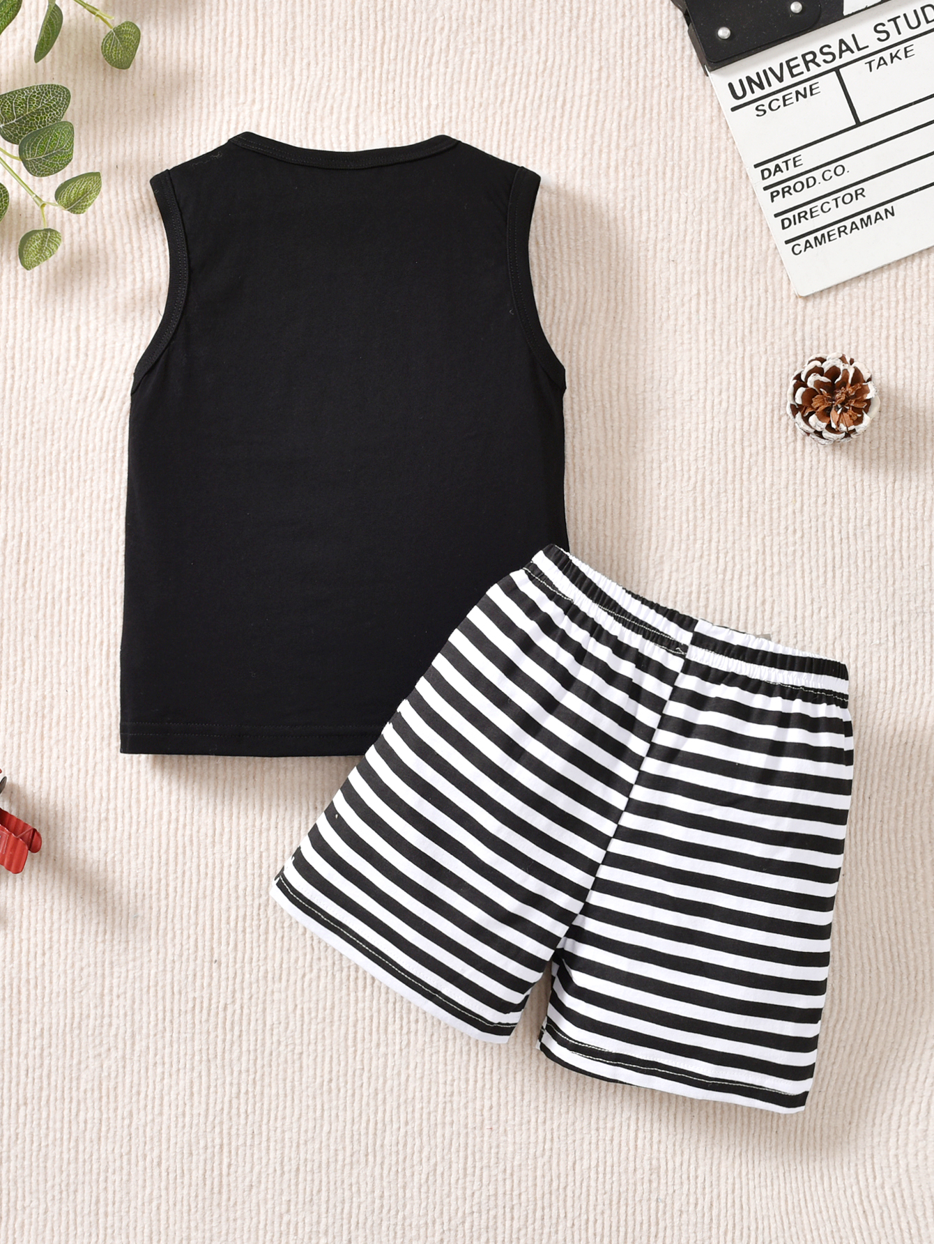 Boys "straight " Outfit Striped Shorts Vest - Temu New Zealand